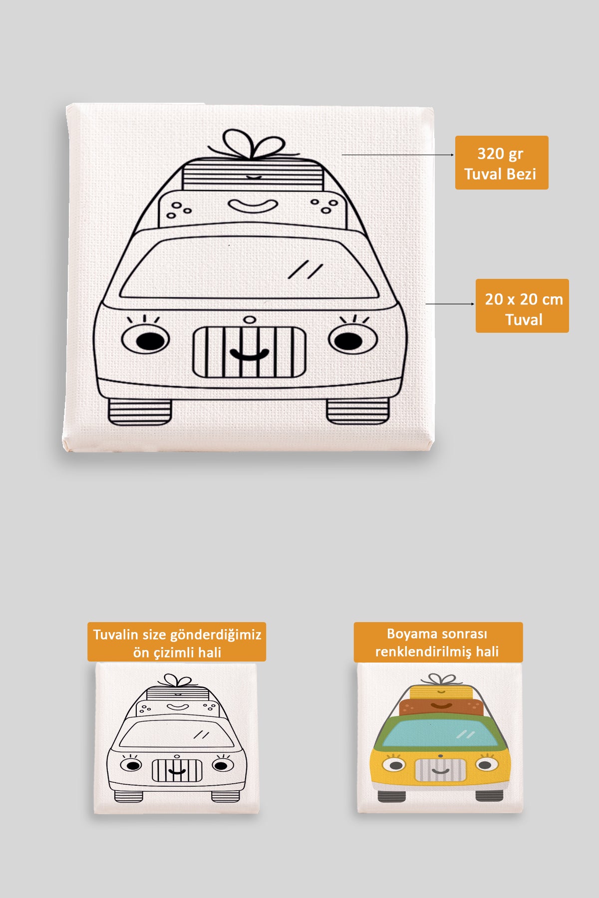 Sevimli Karavan Ön Çizimli Boyama Tuvali 9224 — Toptan Tuval