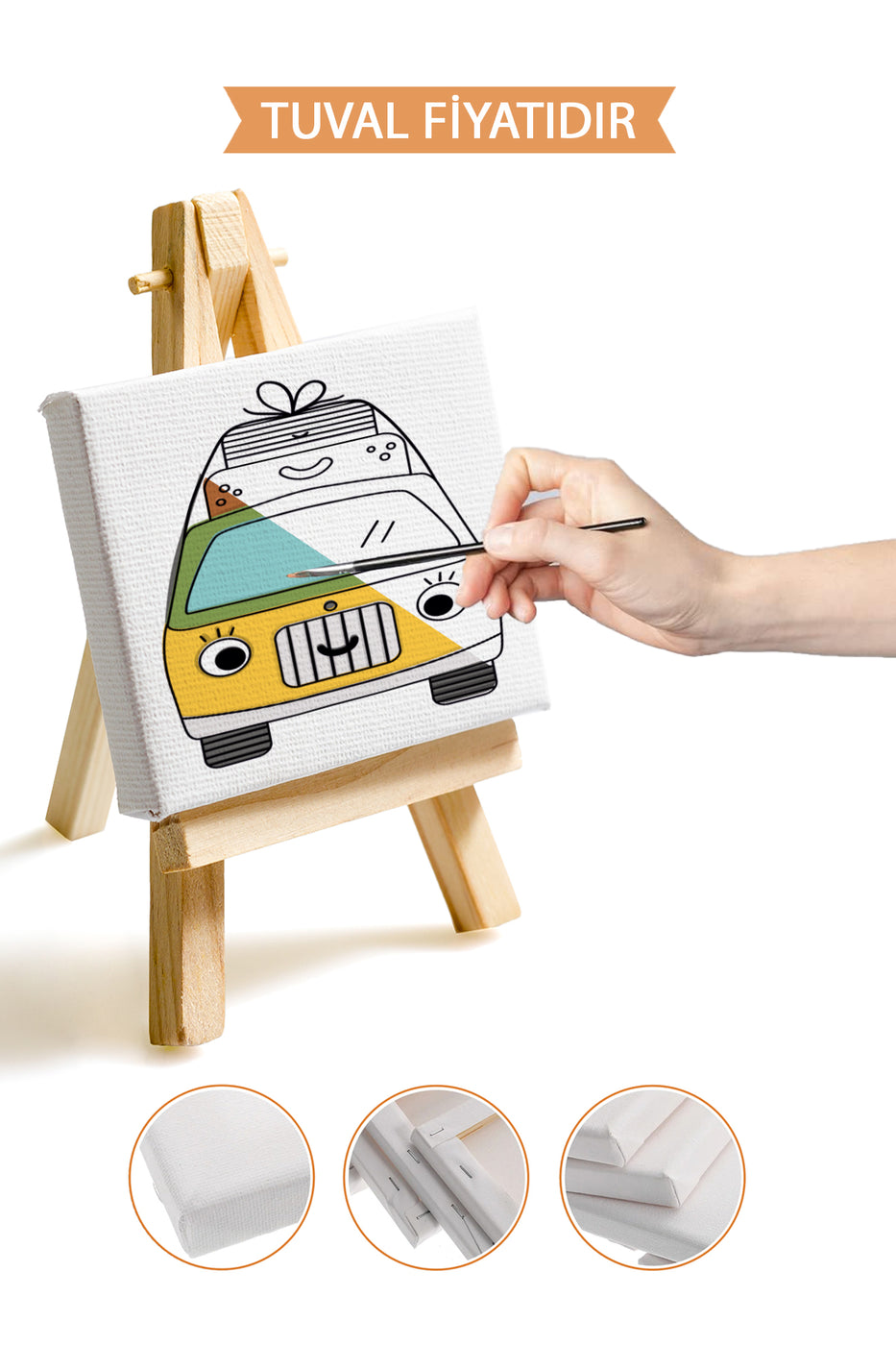 Sevimli Karavan Ön Çizimli Boyama Tuvali 9224 — Toptan Tuval