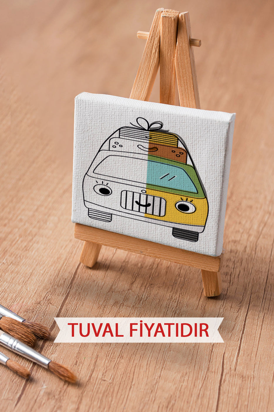 Sevimli Karavan Ön Çizimli Boyama Tuvali 9224 — Toptan Tuval